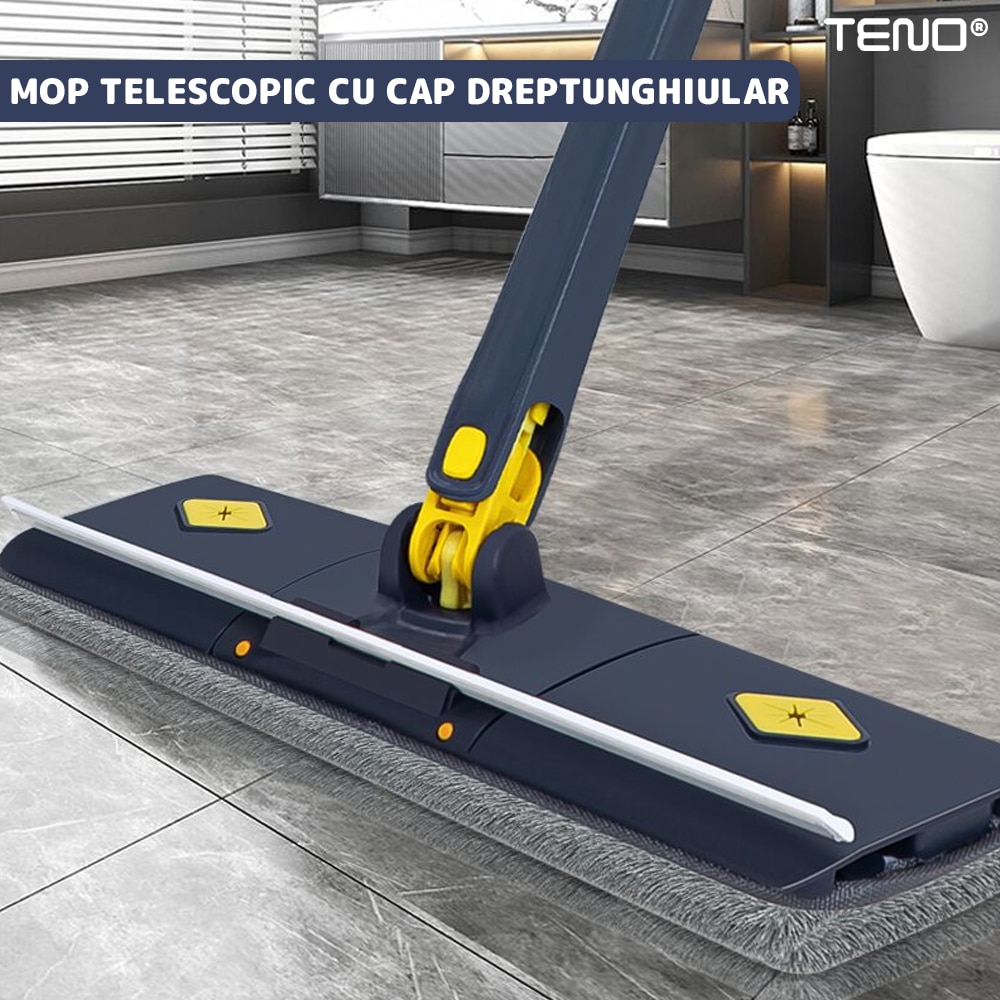 Mop cu Cap Dreptunghiular Teno®, rotire 360 grade, telescopic, curatare ...