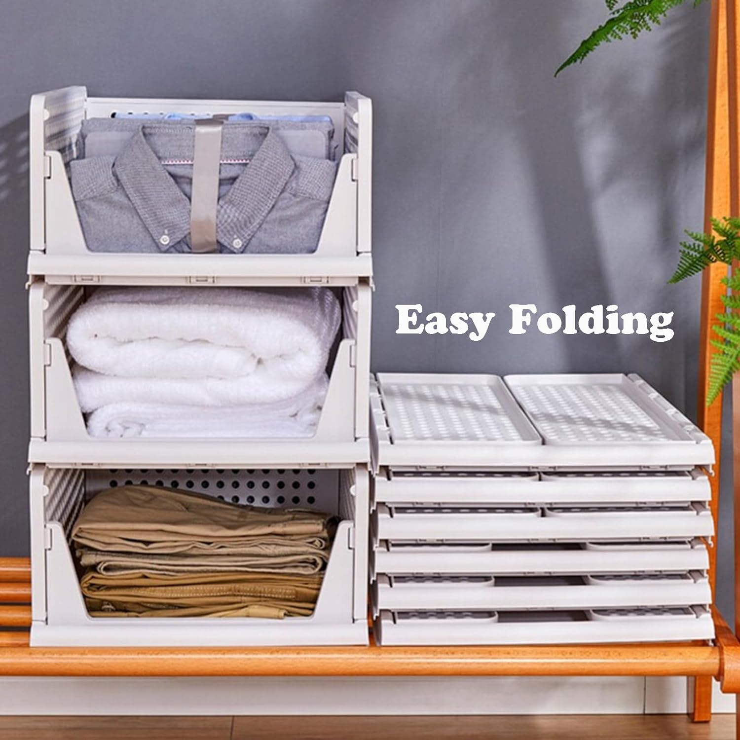 Set de 3 rafturi modulare, pliabile, pentru organizarea hainelor in ...