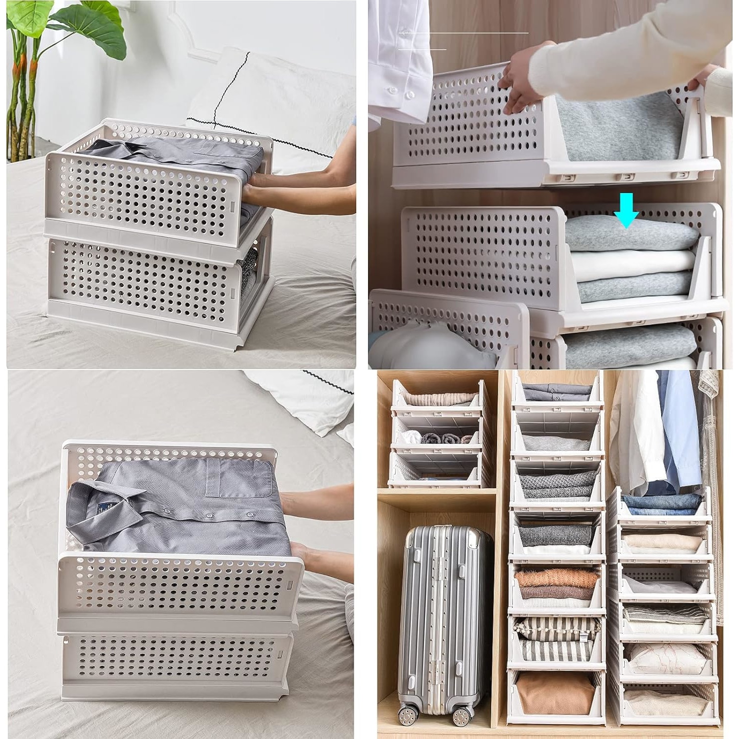 Set de 3 rafturi modulare, pliabile, pentru organizarea hainelor in ...