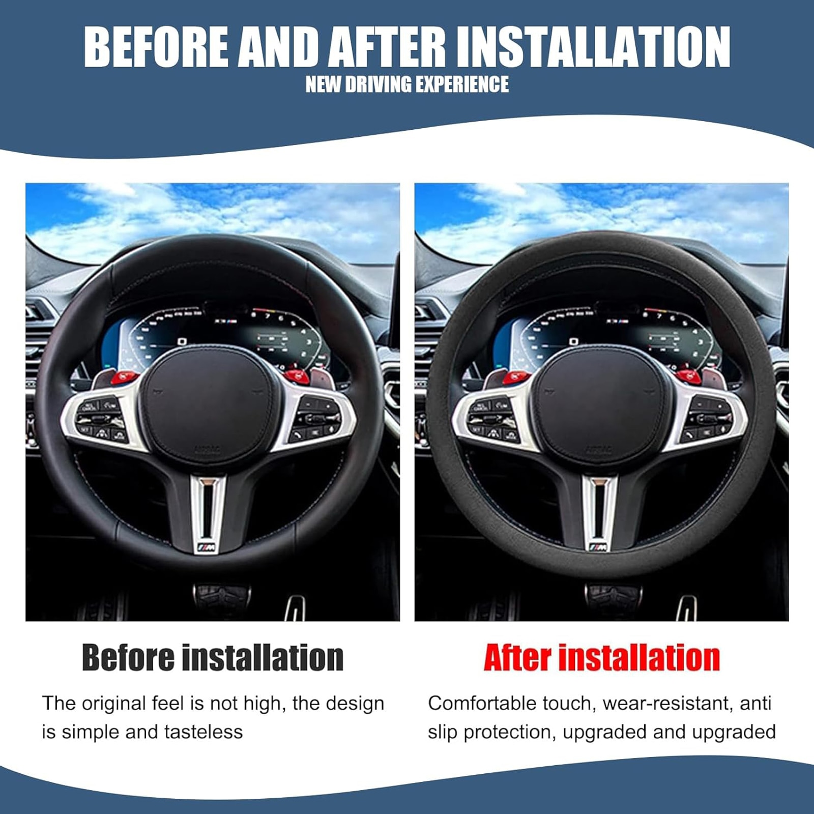 Husa din Silicon pentru Protectie Volan Masina, NUODWELL, Diametru 36cm ...