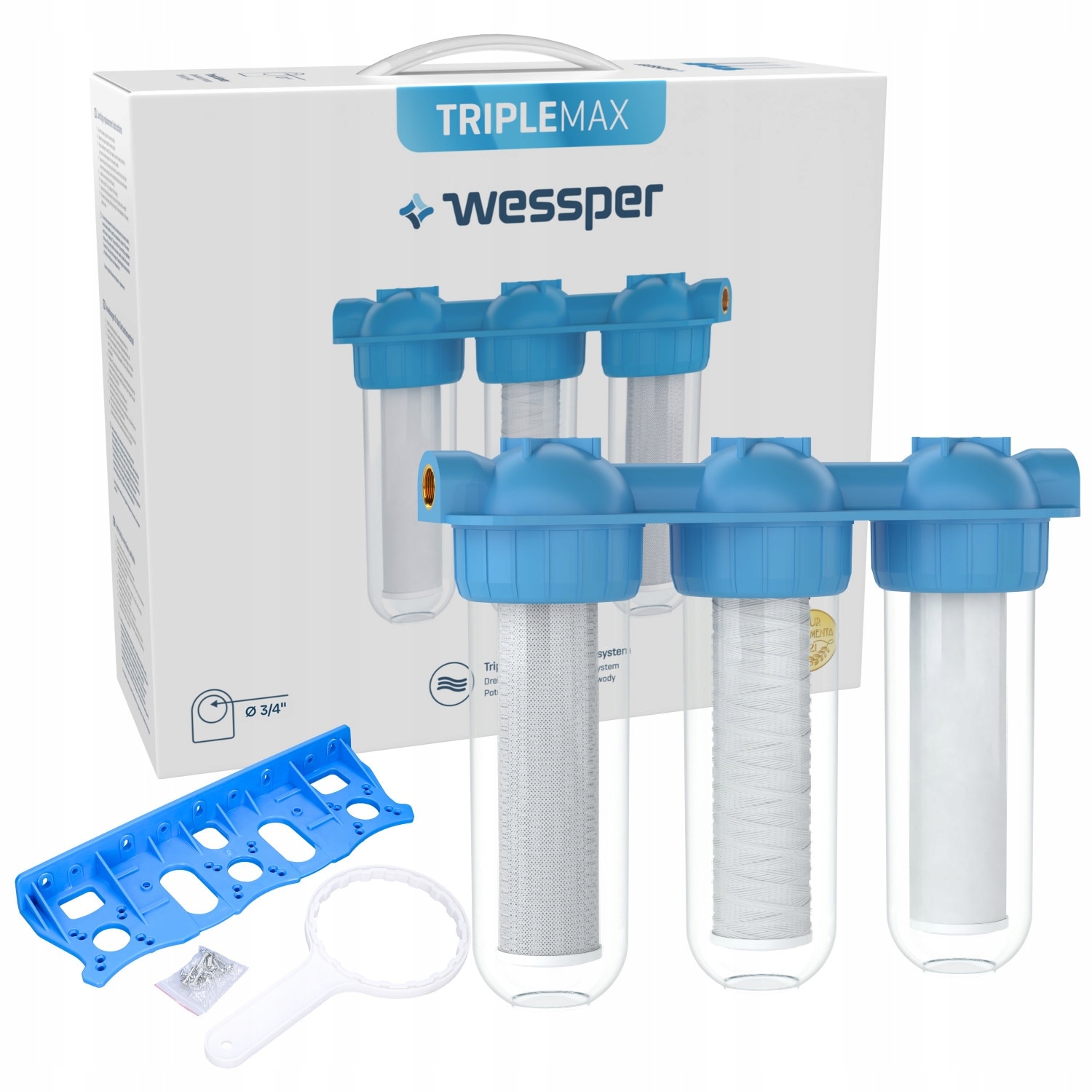 Sistem de filtrare apa triplu, Wessper TripleMax 3/4", cu carbune ...