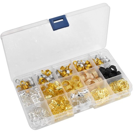 Set accesorii cozi impletite, LLWL, model flori/margele, lemn, stil ...