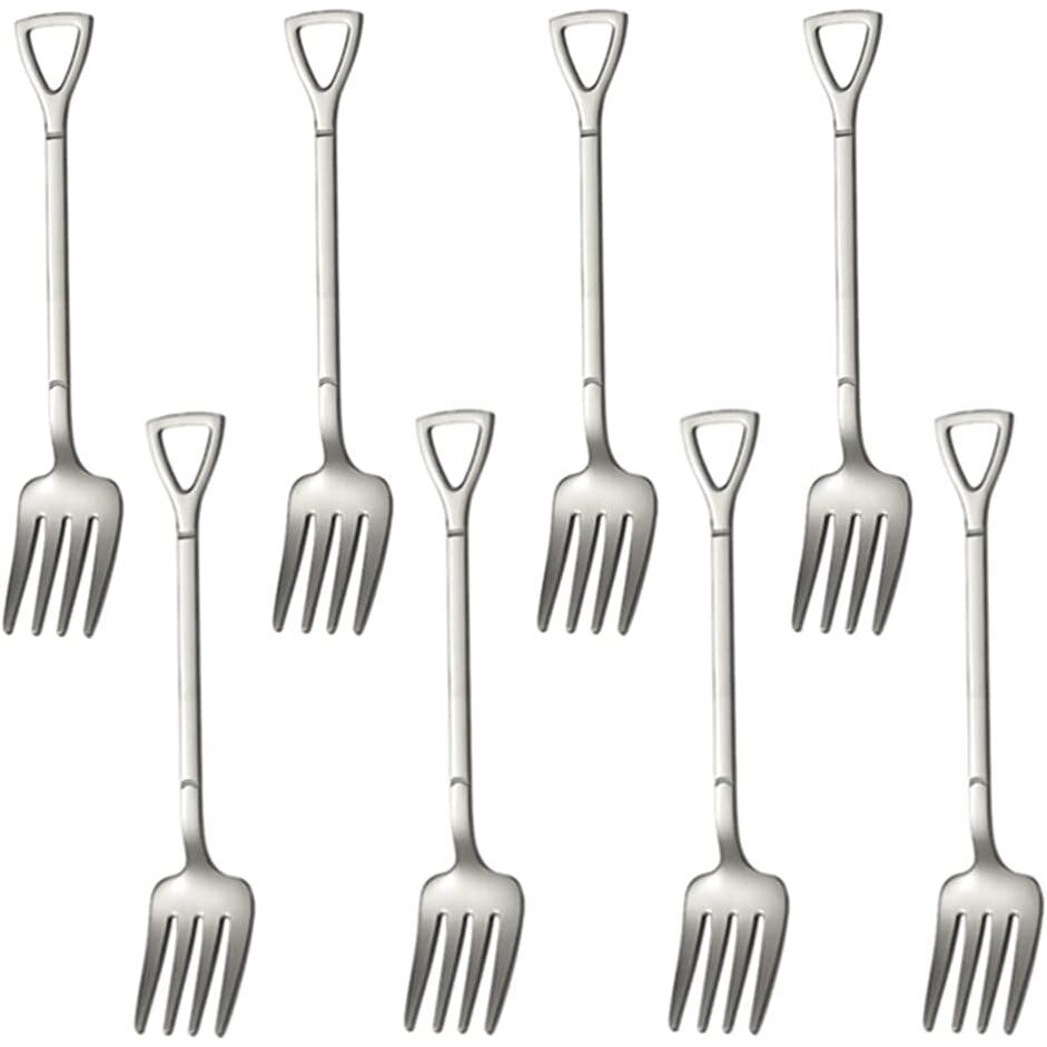 Set 8 furculite pentru desert, LLWL, Inox, Argintiu - eMAG.ro