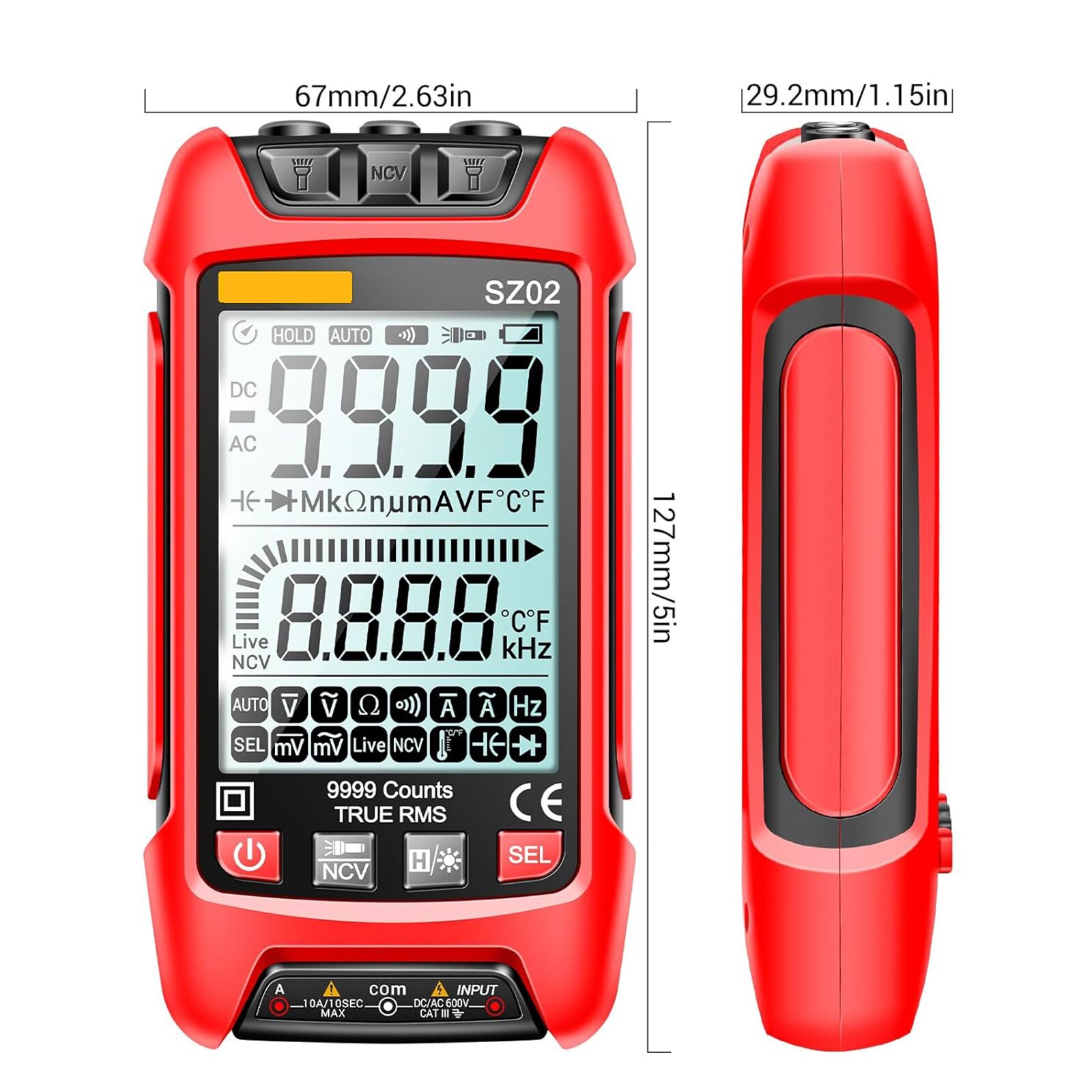 Цифров интелигентен мултиметър, NUODWELL, измерване на DC/AC ток ...