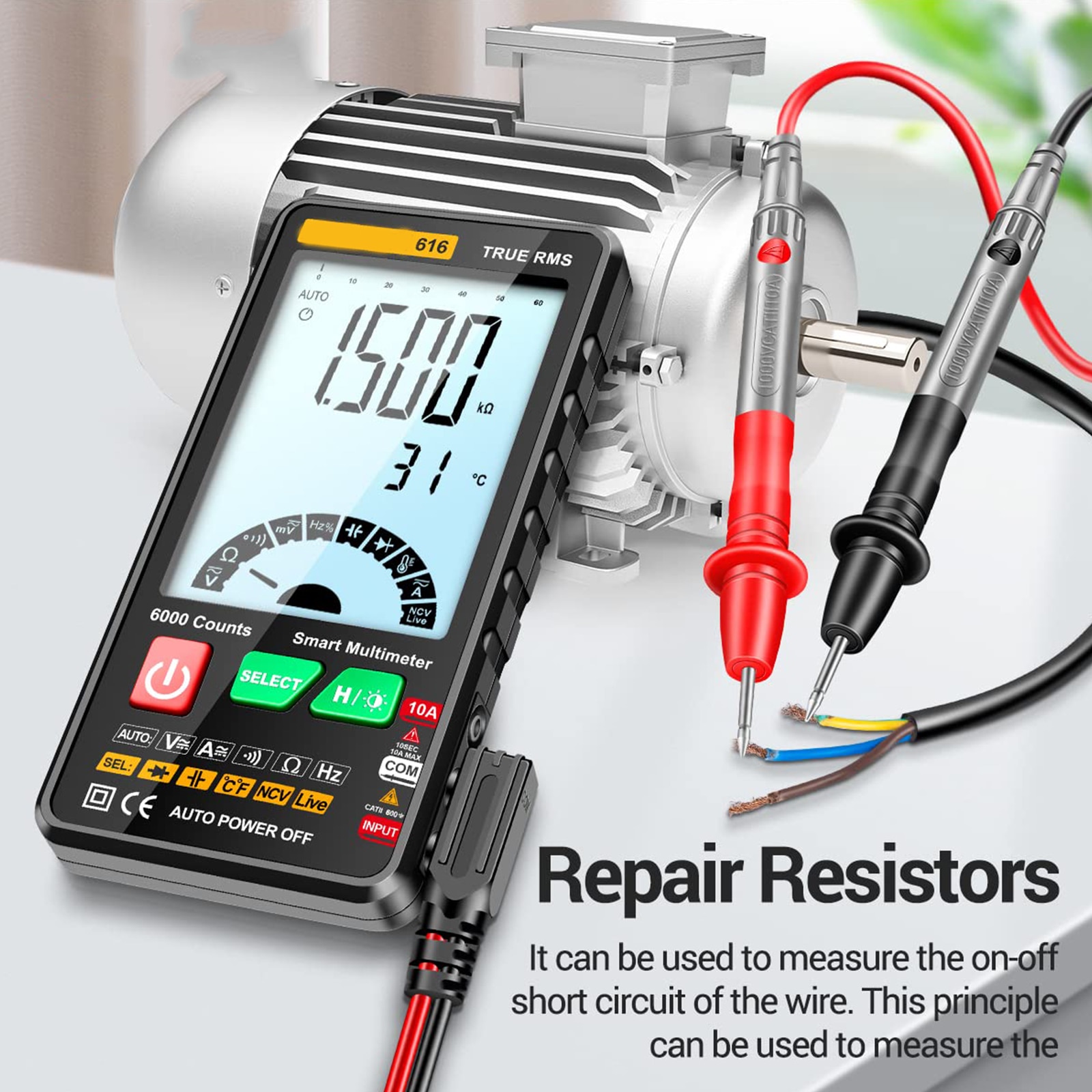 Multimetru smart digital, NUODWELL, Masoara curent DC/AC, Voltaj ...