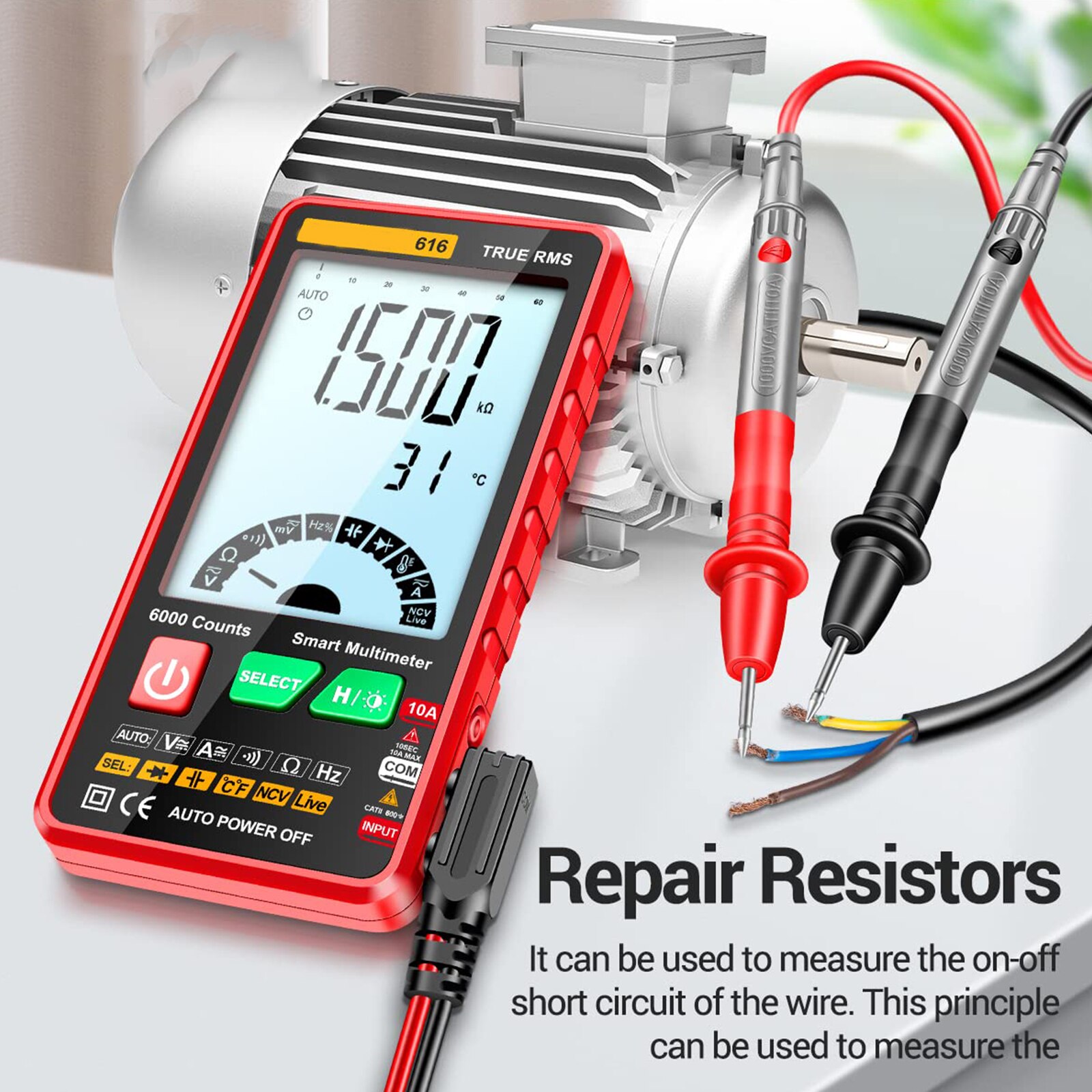 Multimetru smart digital, NUODWELL, Masoara curent DC/AC, Voltaj ...
