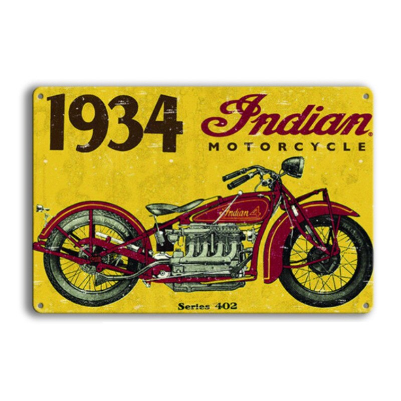 Vintage Dekor Fémtábla, dombornyomott, '1934 Indian Motorcycle' felirat ...
