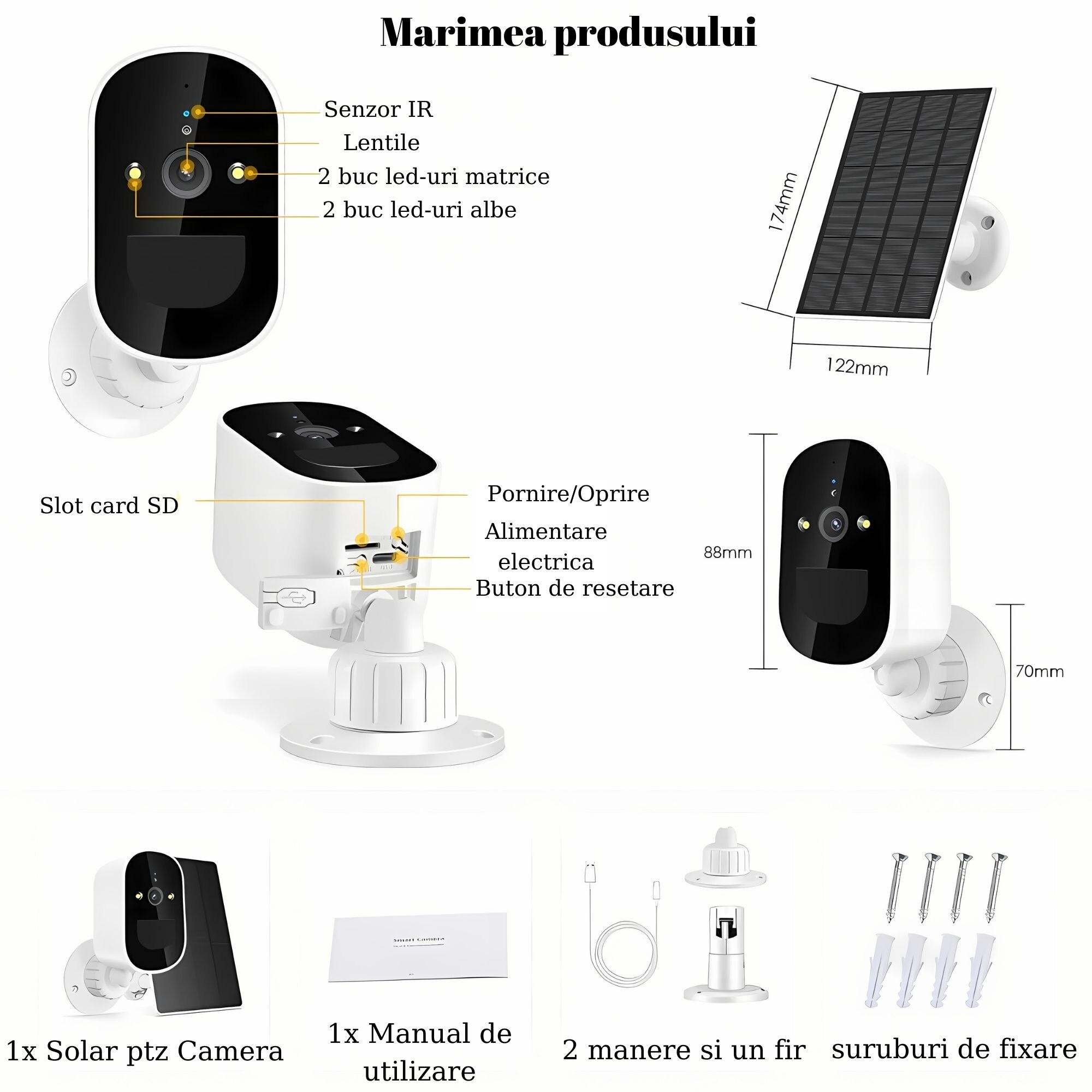 3mp камера за наблюдение Besder със слънчев панел Wifi свързаност и Ir