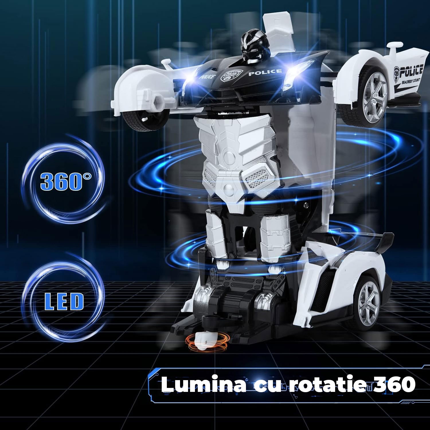 Jucarie Transformer, Masina Telecomandata 2-in-1 pentru Copii de 6-10 ...