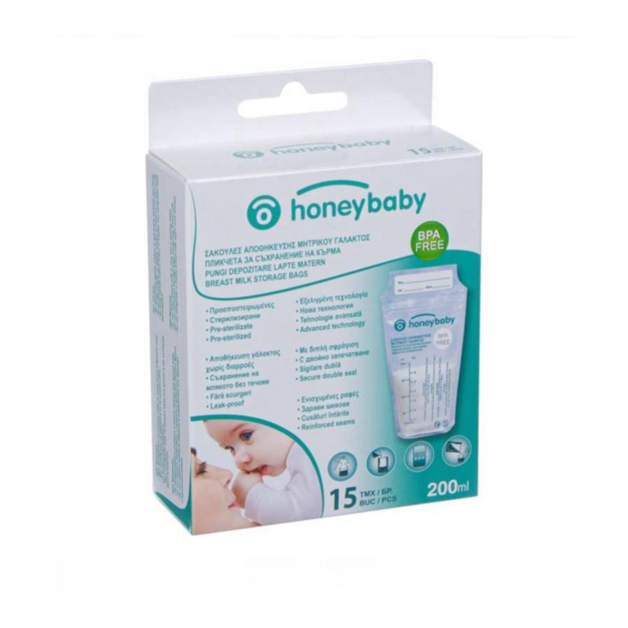 Pungi depozitare lapte matern, Honey baby, 200 ml, 15buc - eMAG.ro