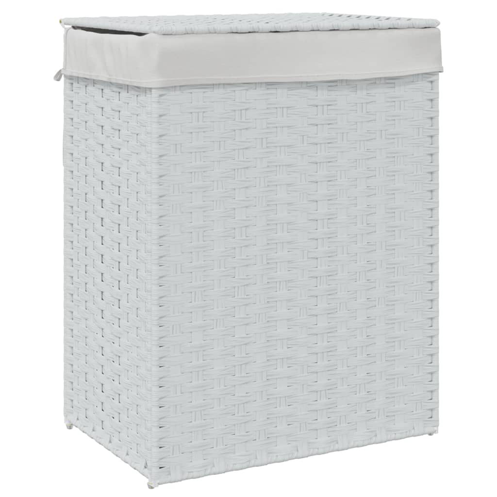 Cos de rufe cu capac vidaXL, alb, 46x33x60 cm, poliratan, 2.89 Kg - eMAG.ro