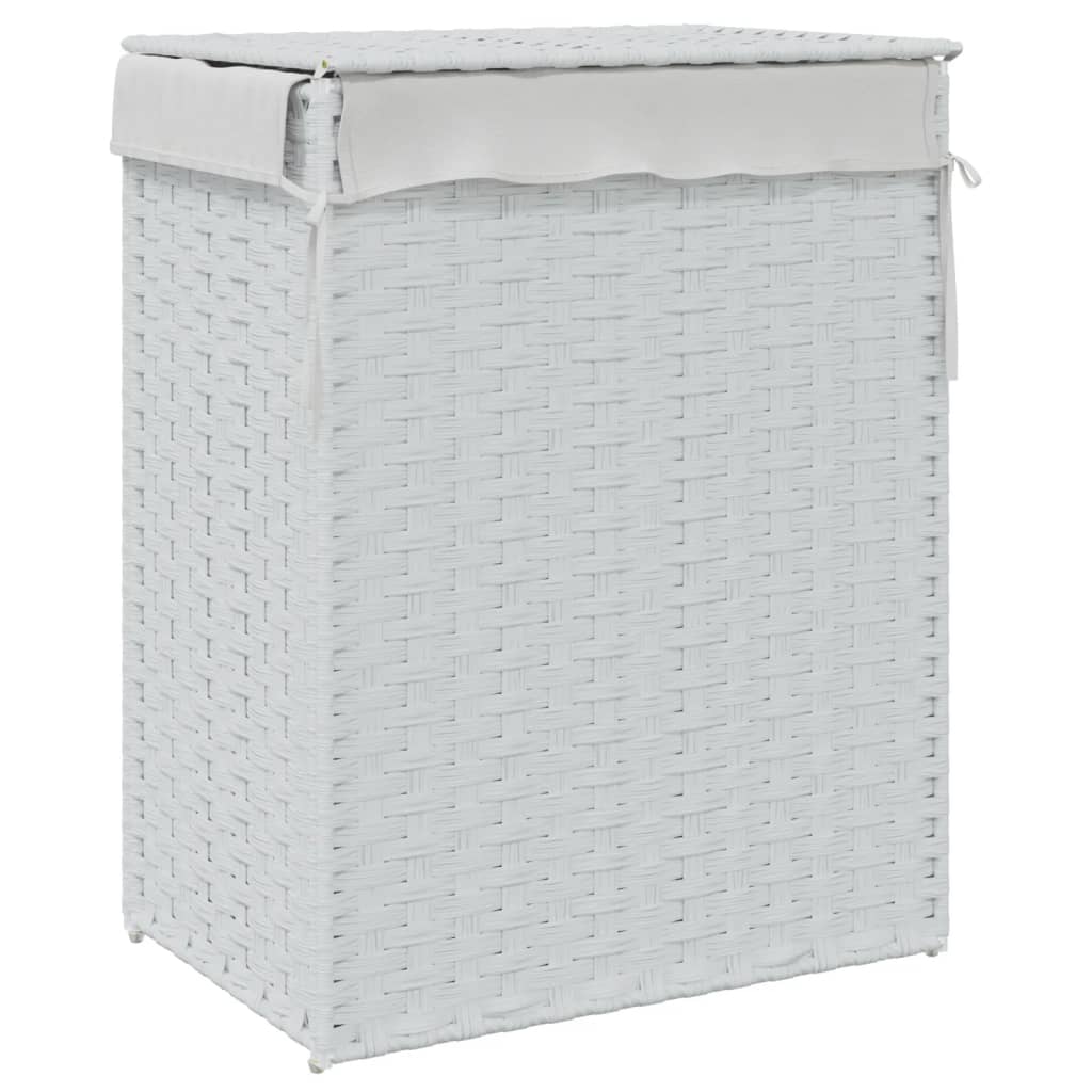 Cos de rufe cu capac vidaXL, alb, 46x33x60 cm, poliratan, 2.89 Kg - eMAG.ro