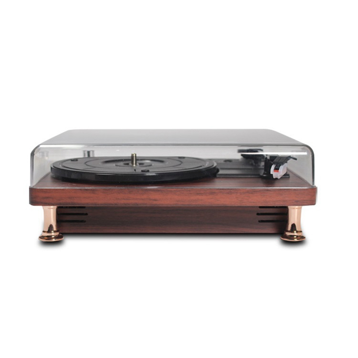 Pick-up retro de vinil cu capac, Qtmnekly, PVC/Lemn, Maro - eMAG.ro