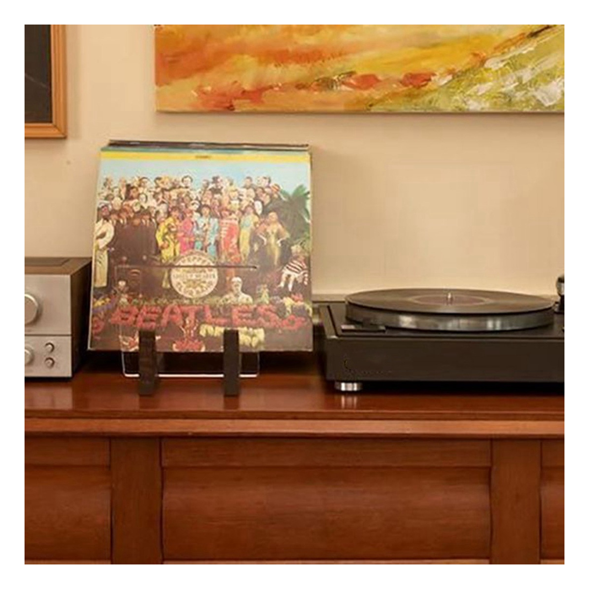 Suport de depozitare pentru discuri de vinil, Qtmnekly, Lemn, Maro ...