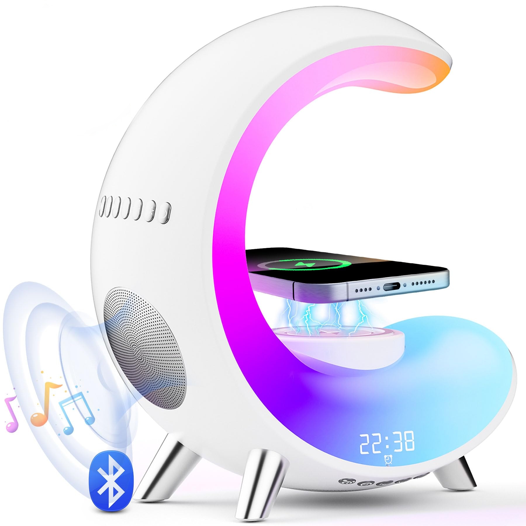 Lampa Smart LED RGB Multifunctionala si Incarcator Wireless 15W VENTLEX ...