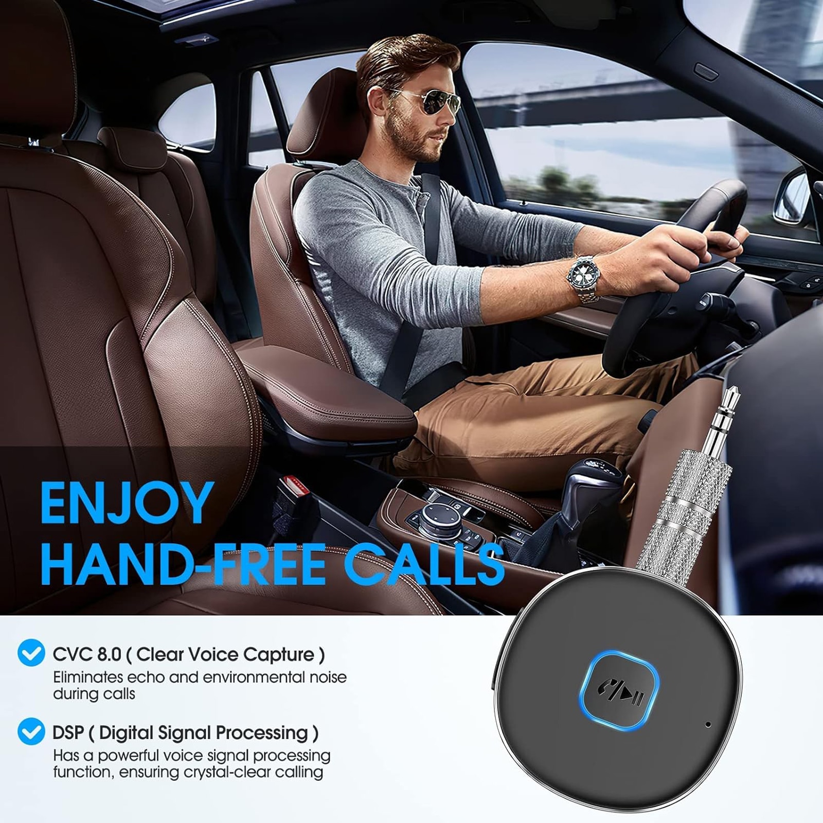 Adaptor bluetooth receiver audio, NUODWELL, Bluetooth 5.0, Autonomie 10 ...