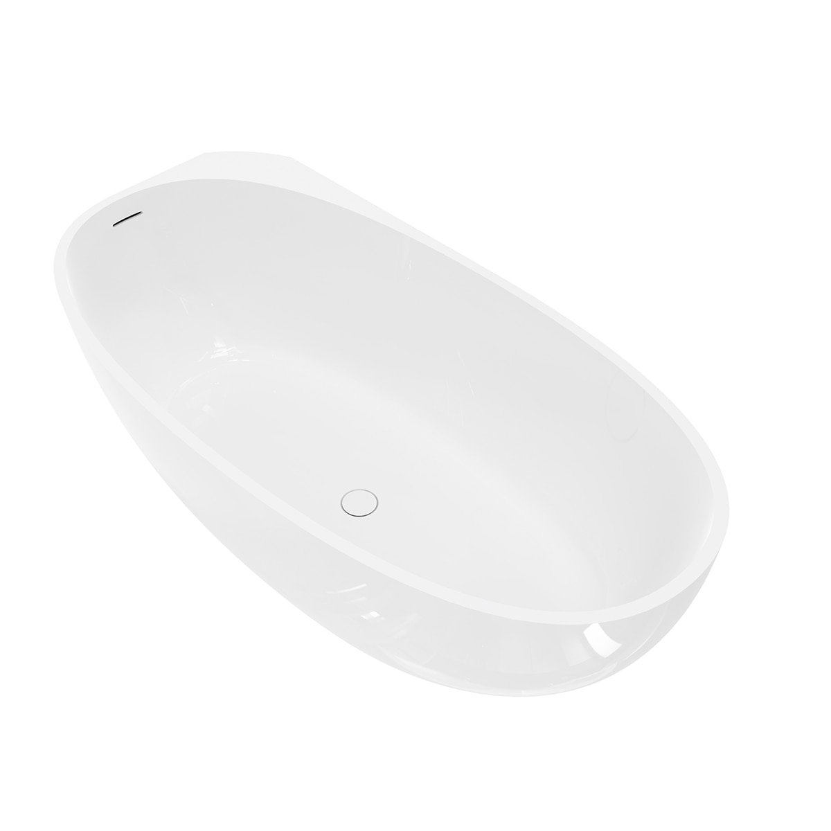 Cada de baie, freestanding cu montare pe colt, compozit mineral, ventil ...