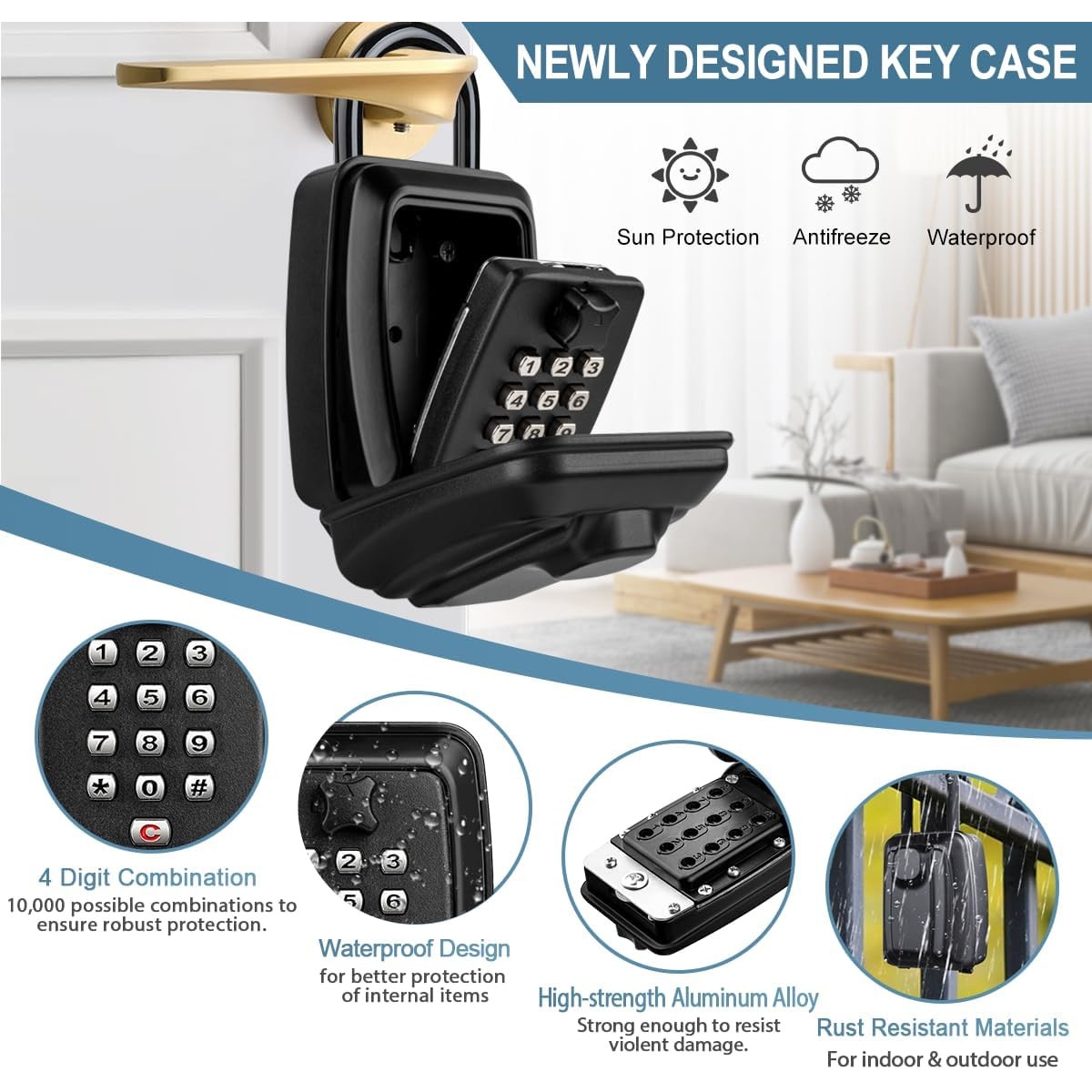 Cutie pentru chei cu cifru, montura pe perete, neagra - eMAG.ro