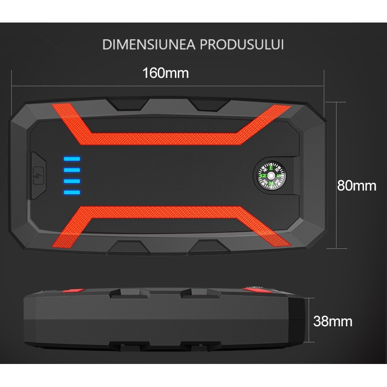 Starter auto multifunctional portabil, pentru motor benzina/diesel ...
