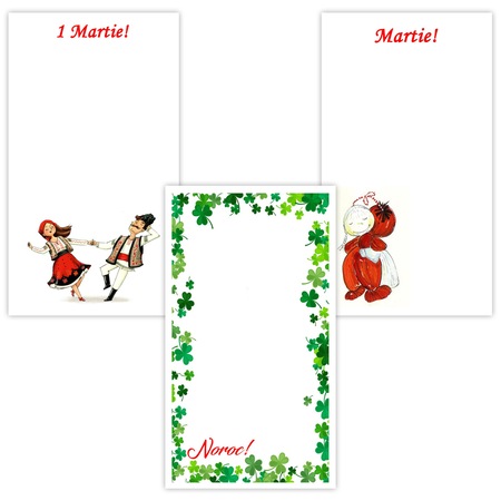 Set 100 Cartonase cu tematica Martisor, marx318, multicolor, 16x9cm ...