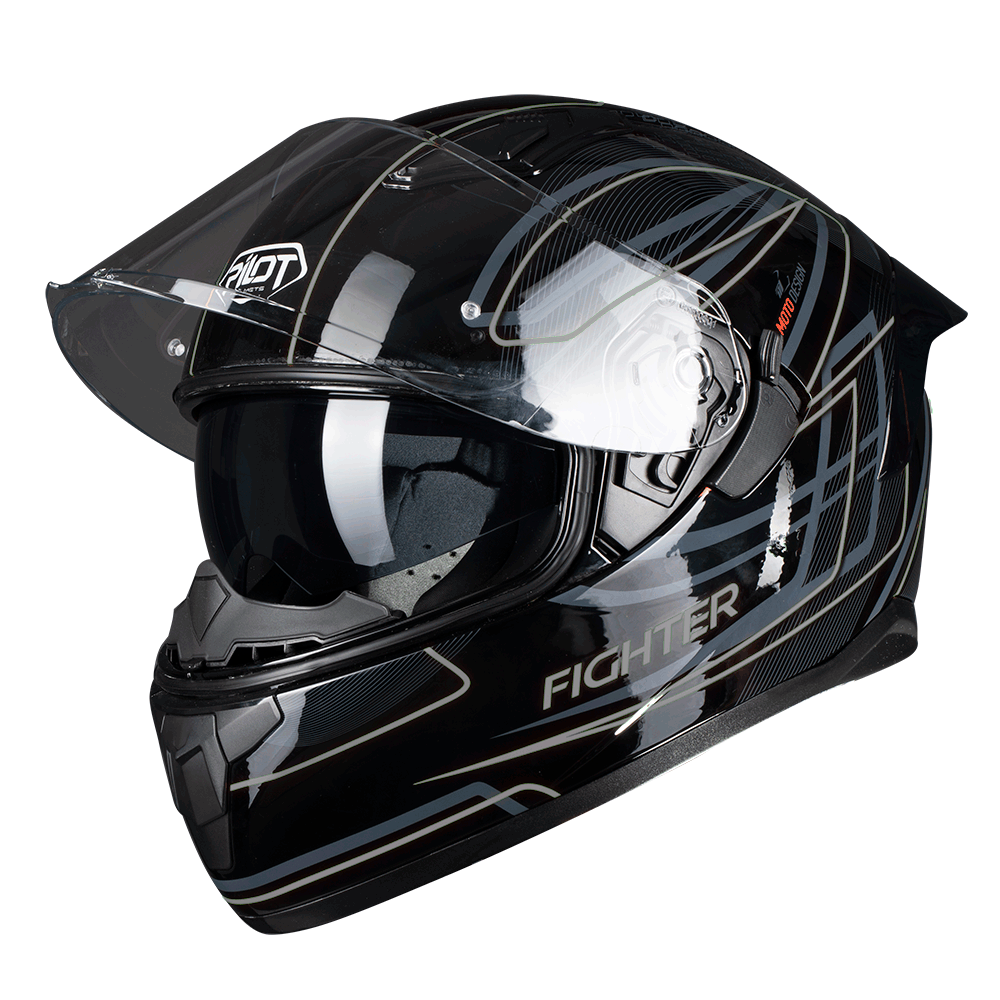 Casca moto/ATV, Pilot FLIPPER Fighter cu ochelar soare - negru, gri, XL ...