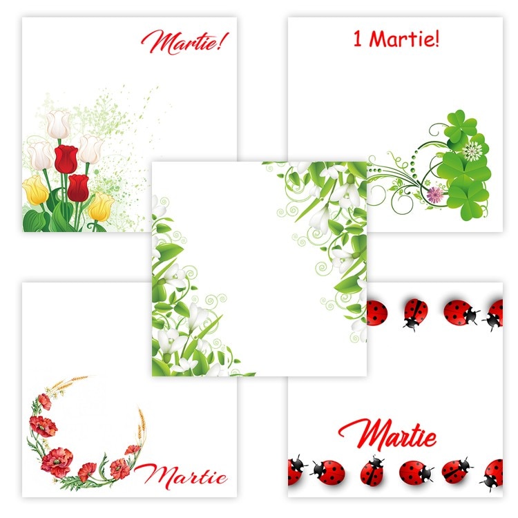 Set 200 Cartonase cu tematica Martisor, marx618, multicolor, 6x6cm ...
