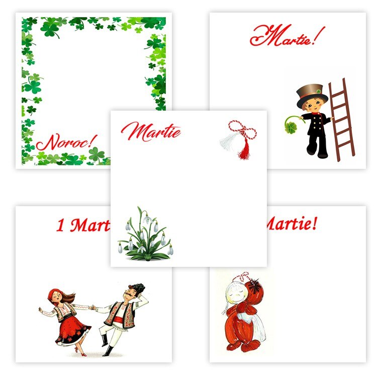 Set 200 Cartonase cu tematica Martisor, marx517, multicolor, 5x5cm ...