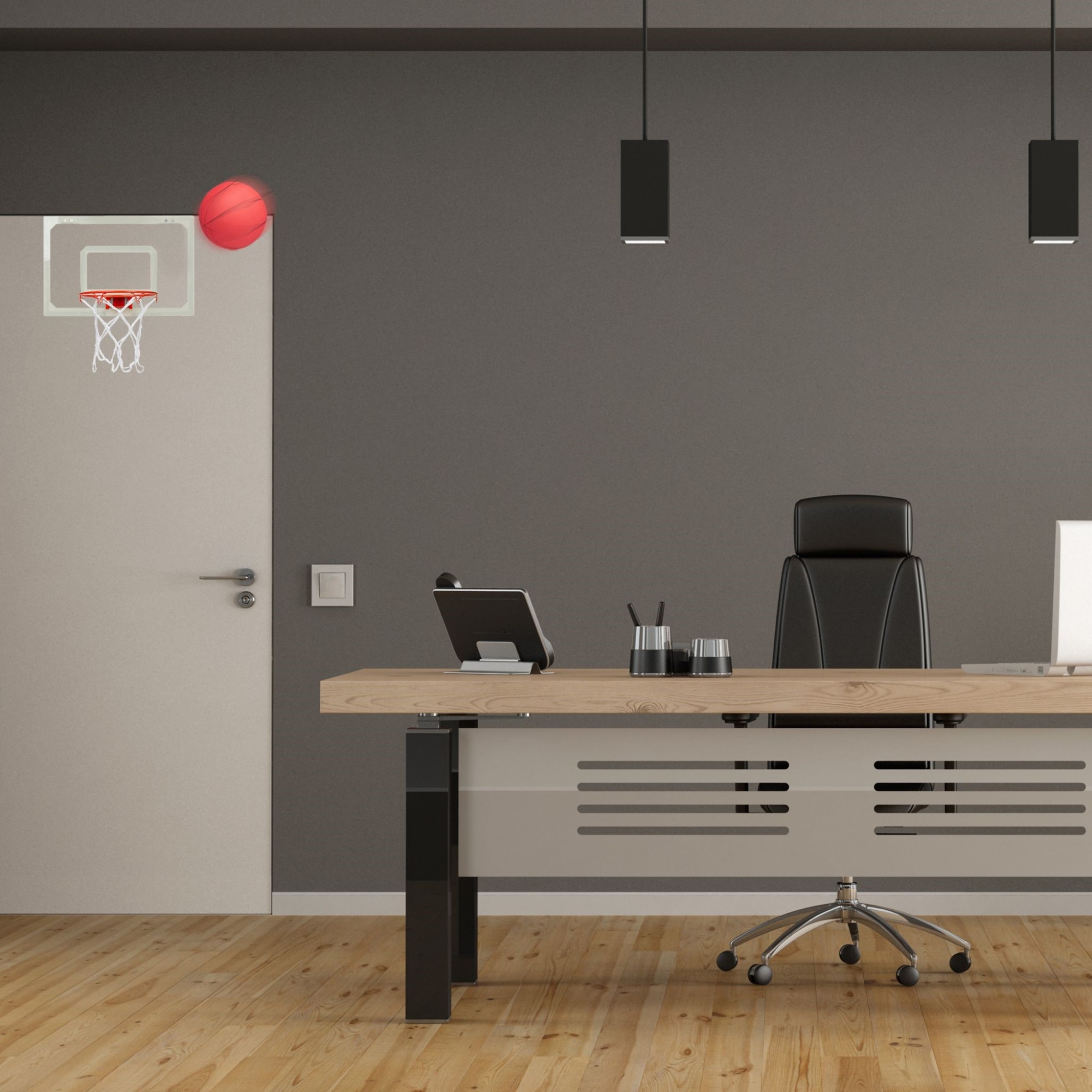 Mini cos de baschet pentru interior, set complet cu minge si pompa de ...