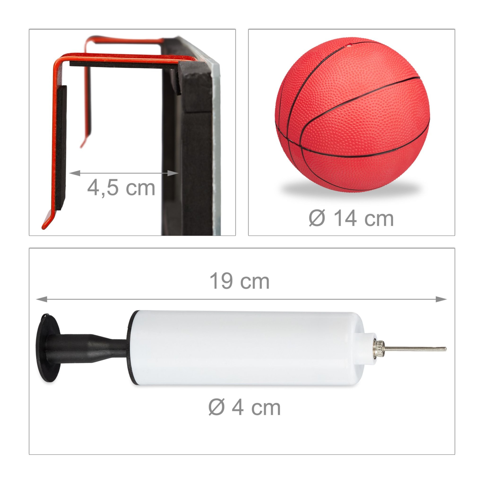 Mini cos de baschet pentru interior, set complet cu minge si pompa de ...