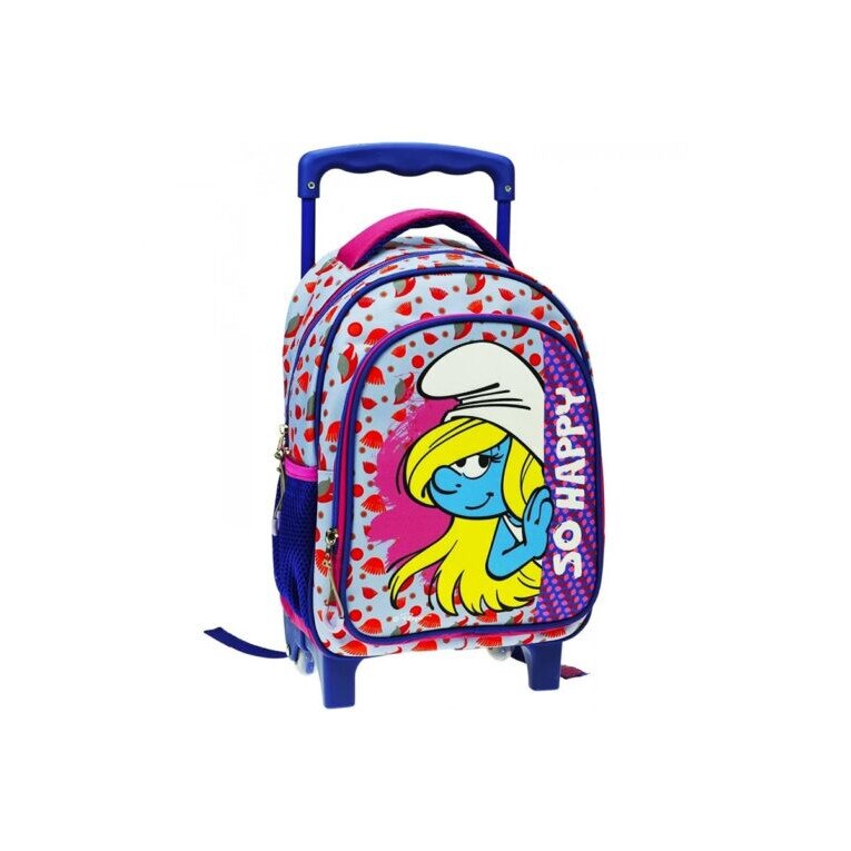 Troler gradinita, Strumfi, pentru fetite, Happy, multicolor, 30 cm ...
