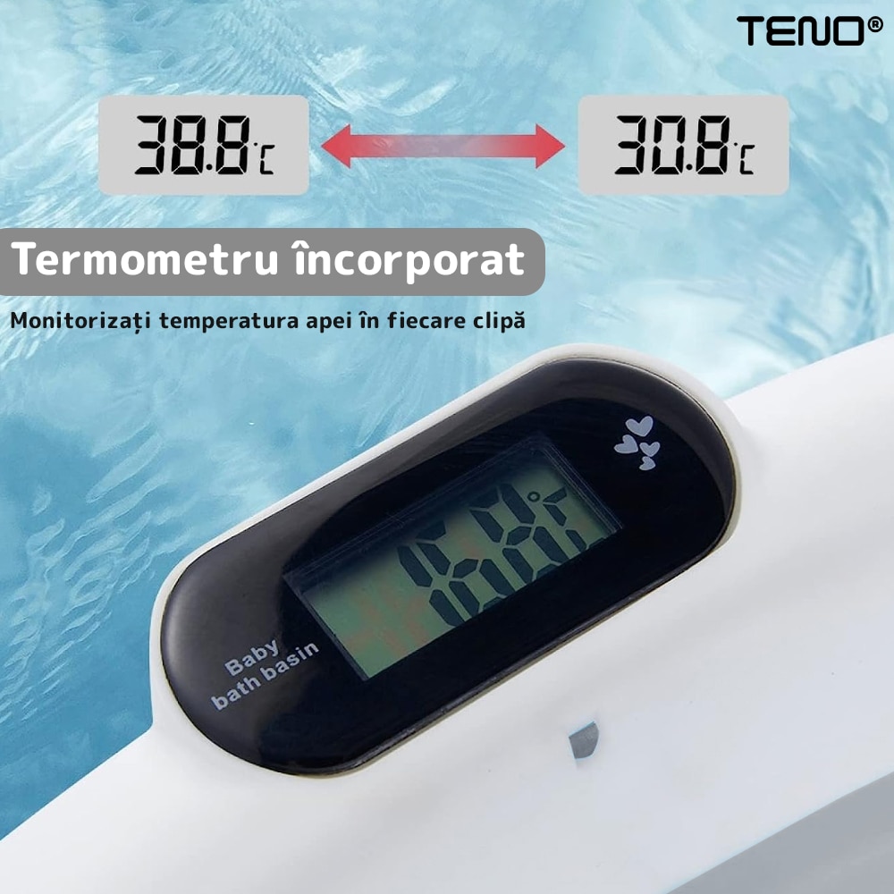 Cadita cu Pernuta pentru Bebelusi Teno®, termometru digital incorporat ...