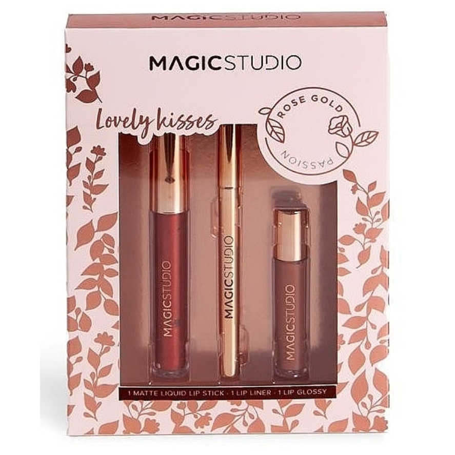 Set machiaj buze, Luciu, Creion si ruj lichid, Magic Studio, Maro - eMAG.ro
