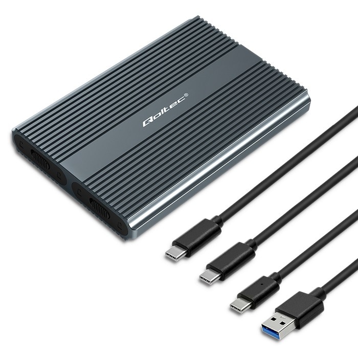 Carcasa Qoltec, Golful pentru unitati SSD M.2, SATA, NVMe, USB-C, DUAL 2 x 2TB - eMAG.ro