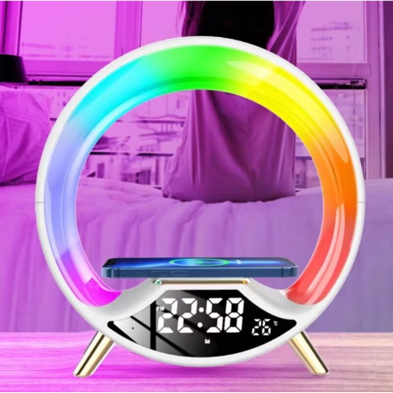 Lampa Smart LED, functie de incarcare Wireless, 15W, lumini ambientale ...