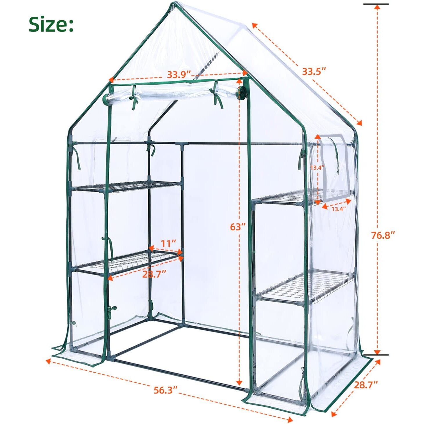 Mini sera pentru gradina, OHUHU, 195 x 143 x 73 cm, cu 6 rafturi - eMAG.ro
