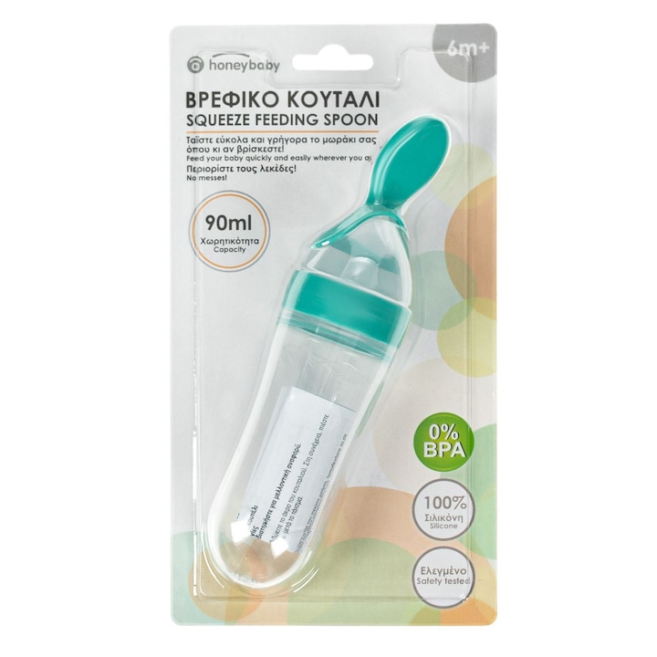 Lingurita din silicon pentru bebelusi, Verde, 90 ml - eMAG.ro