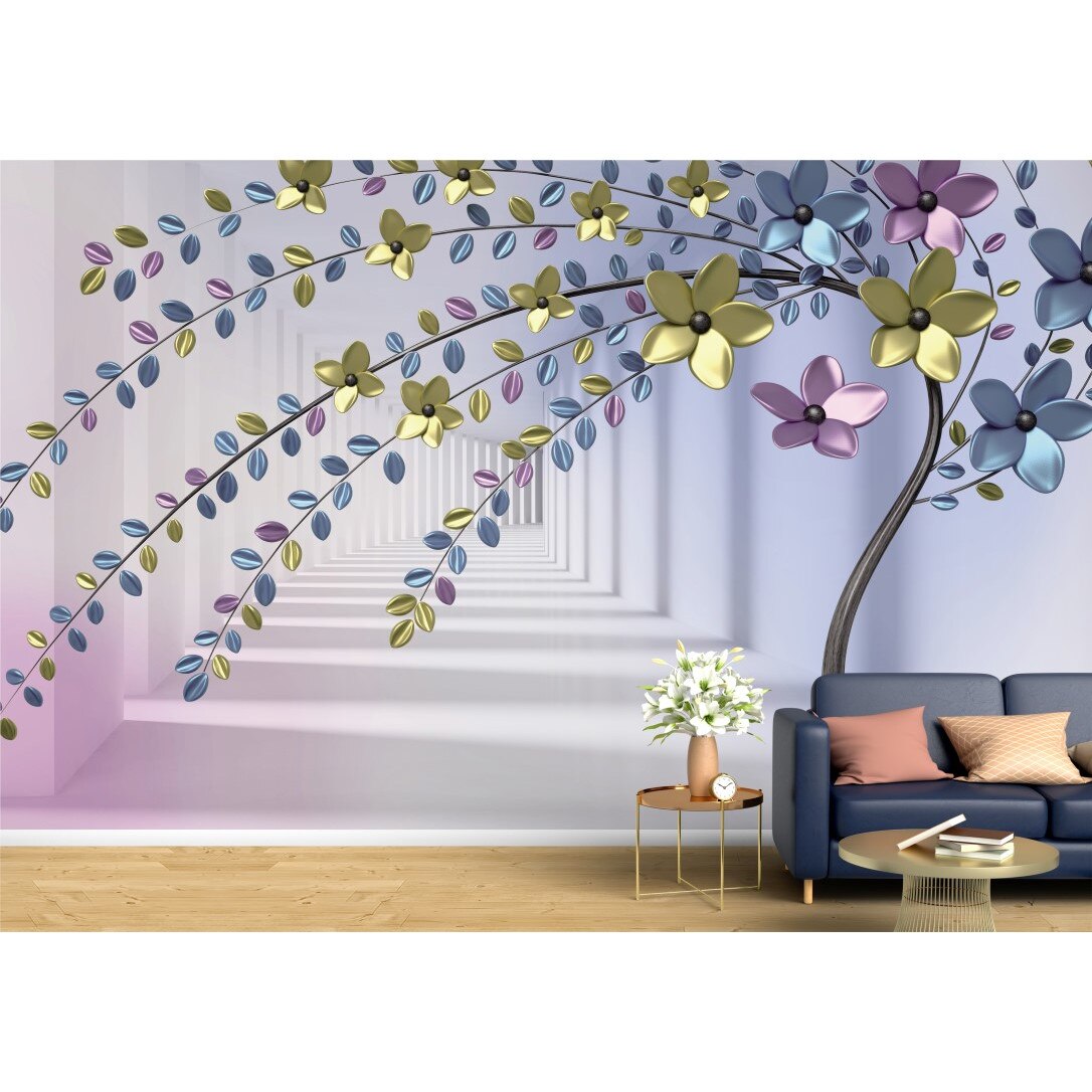 PVC tapéta, Színes virágú fa, 120x200 cm - eMAG.hu