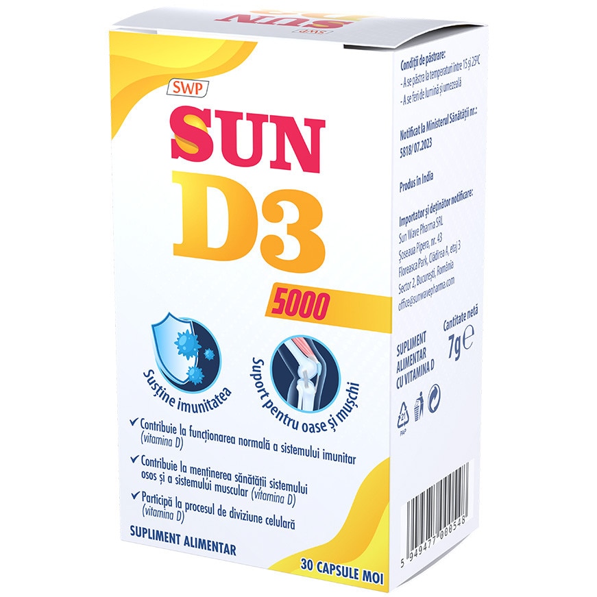 Sun D3 5000, Sun Wave Pharma, vitamina D3 5000 UI pentru frunctionarea ...