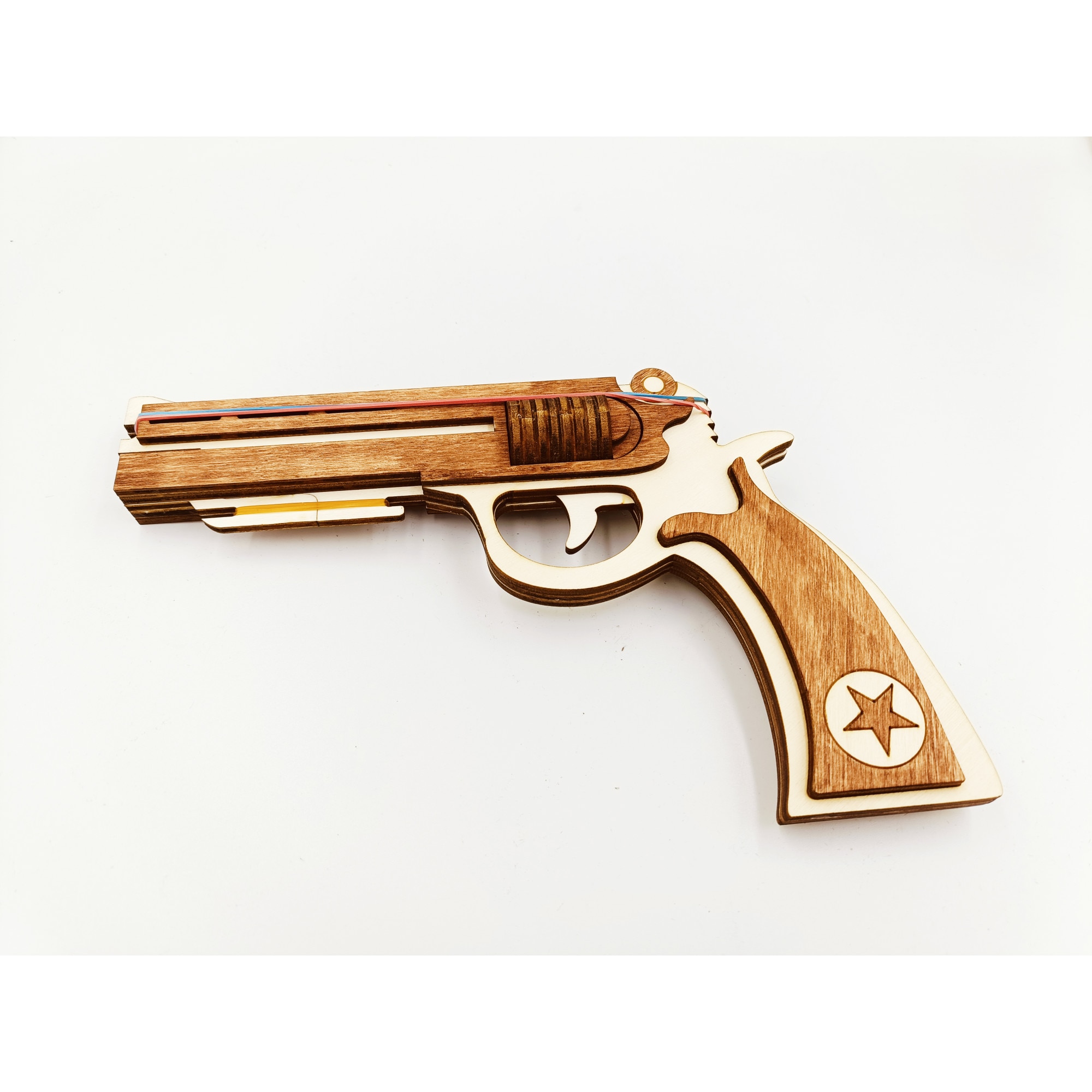 Pistol din lemn cu elastice, woodmag, WDM M2 tip revolver, lemn finisat ...