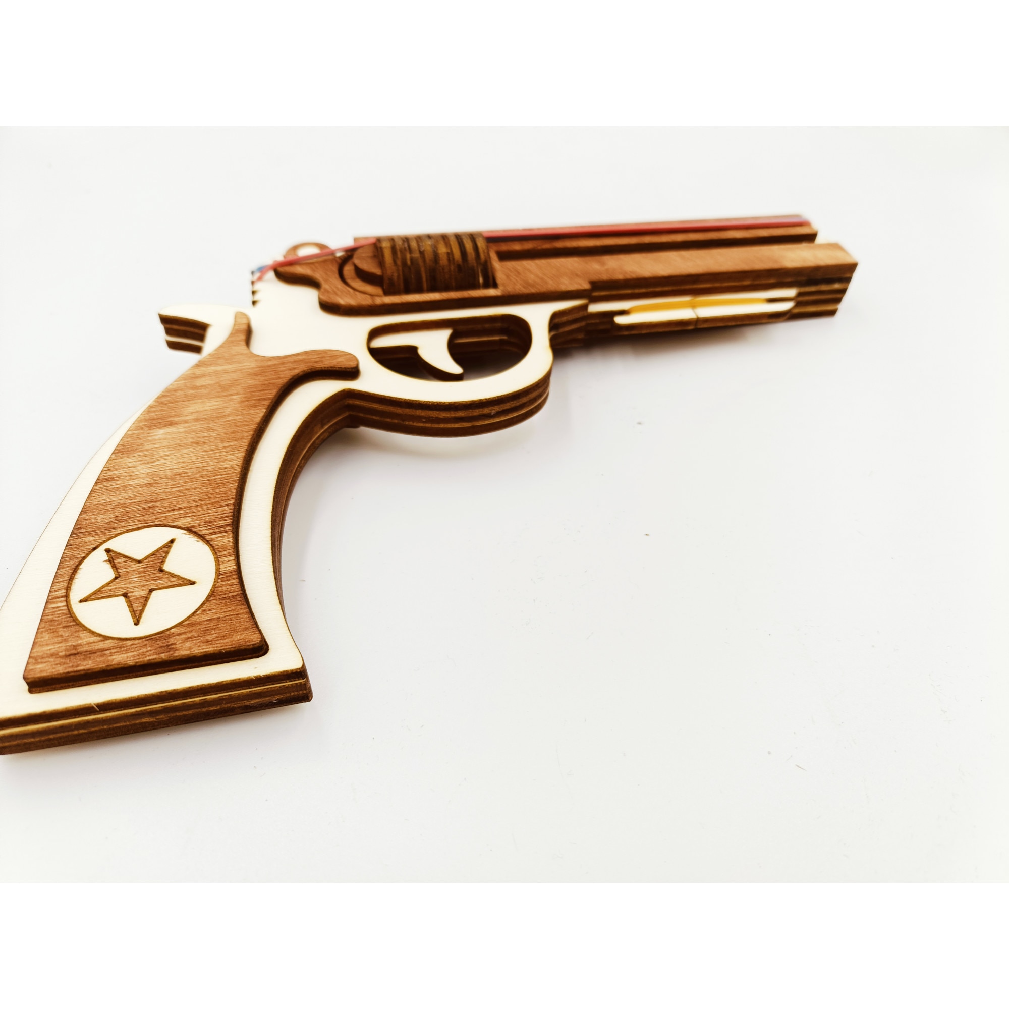 Pistol din lemn cu elastice, woodmag, WDM M2 tip revolver, lemn finisat ...