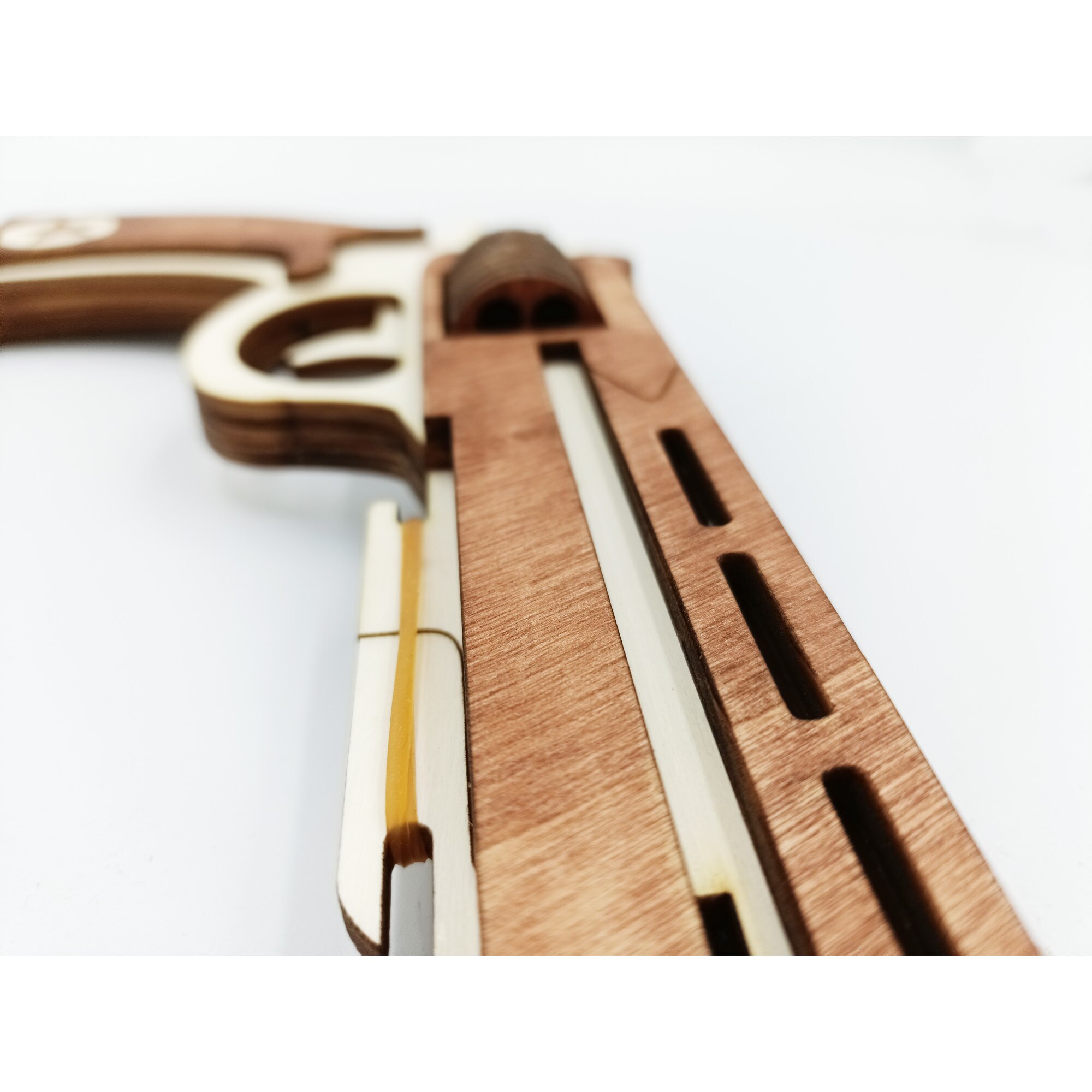 Pistol din lemn cu elastice, woodmag, WDM M2 tip revolver, lemn finisat ...