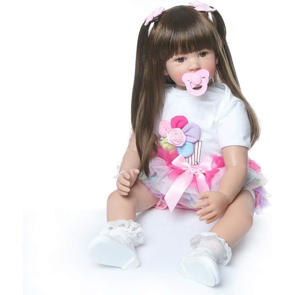 Papusa cu parul lung, MOSMAOO®, 60 cm, aspect realist, 3 ani+, Acril ...