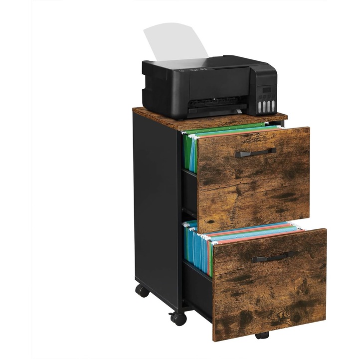 Rollbox pentru birou cu 2 sertare pentru dosare, 5 roti pivotante 360 ...