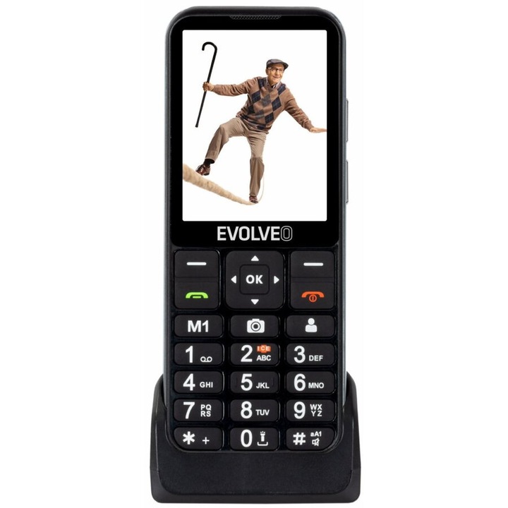 Telefon mobil EVOLVEO EasyPhone LT, pentru seniori, Dual Sim, 4G, Negru ...