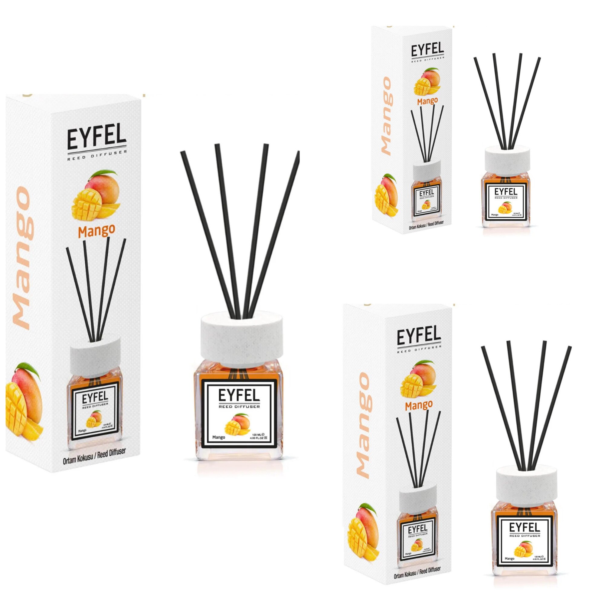 Set 3 Eyfel mango odorizant de camera cu betisoare 120ml - eMAG.ro