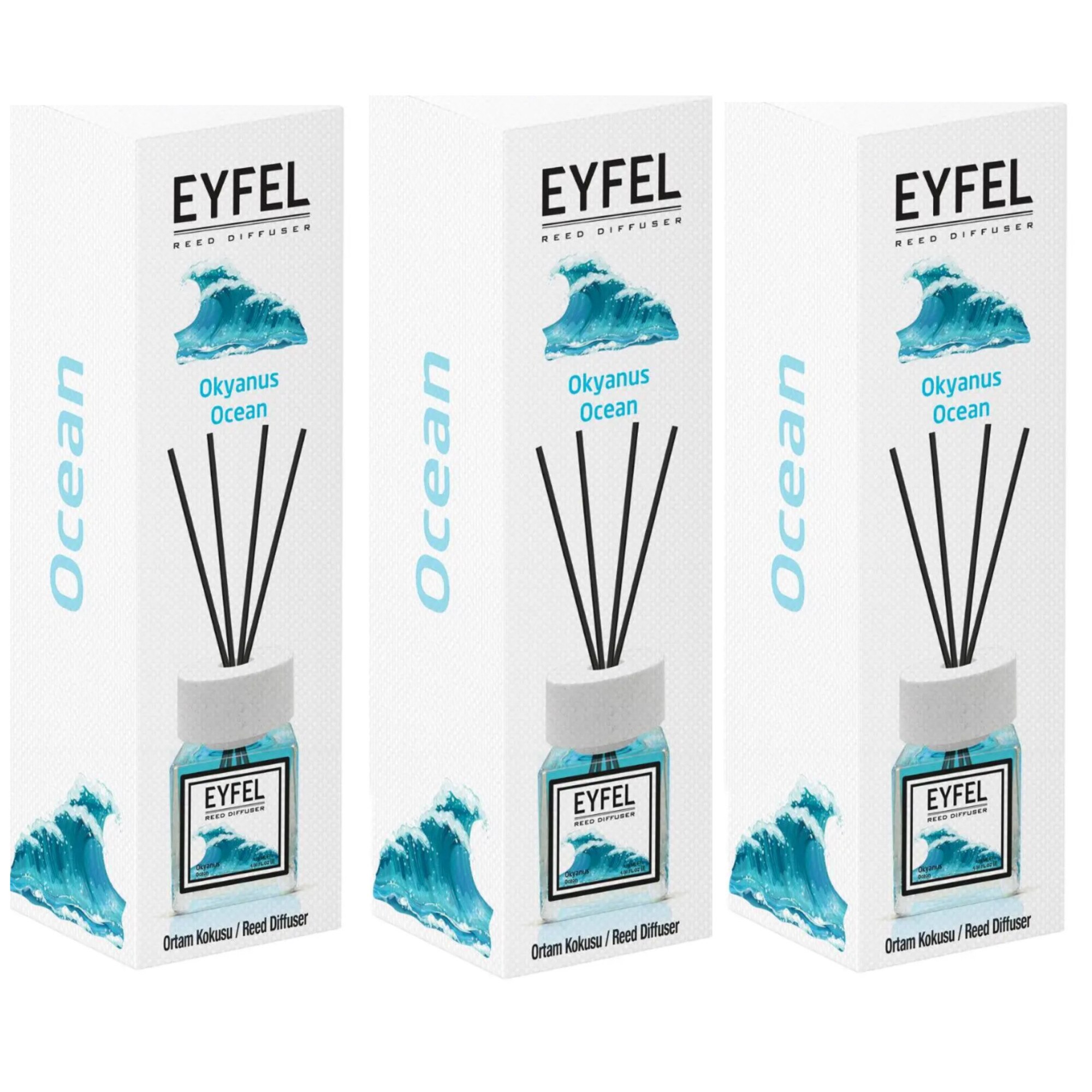 Set 3 Eyfel Ocean odorizant de camera cu betisoare 120ml - eMAG.ro