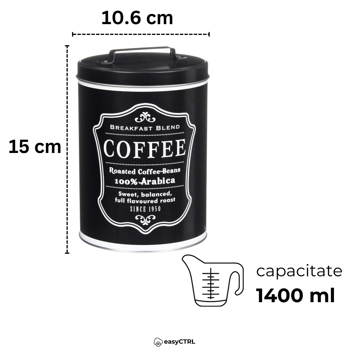 Set 2 Cutii metalice pentru cafea si zahar, 1400 ml - eMAG.ro