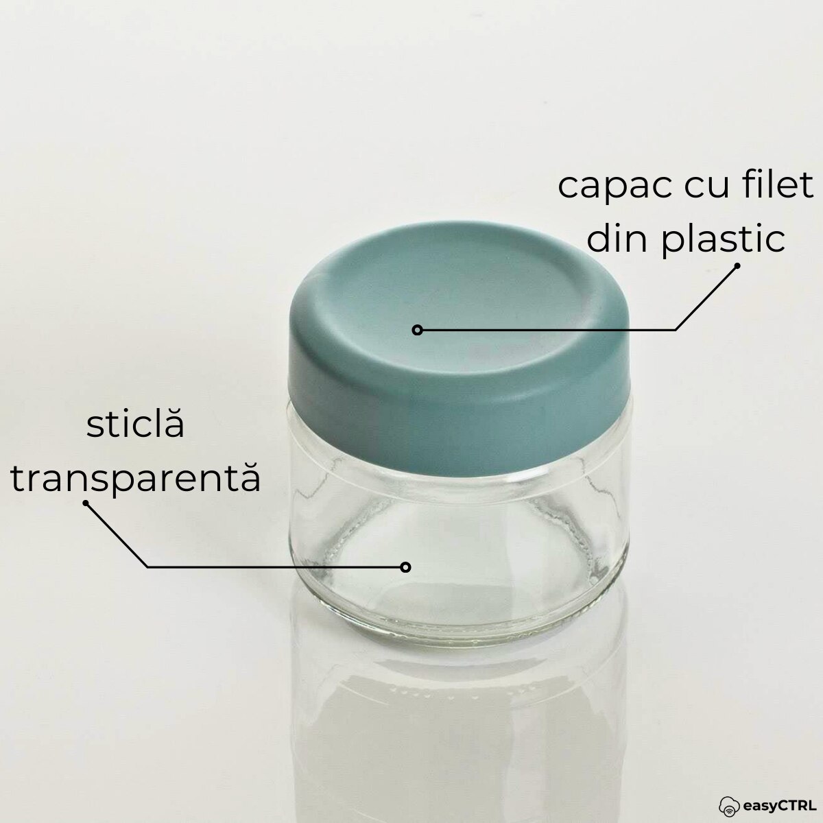 Set 4 borcane depozitare alimente, sticla, capac cu filet, 330 ml - eMAG.ro