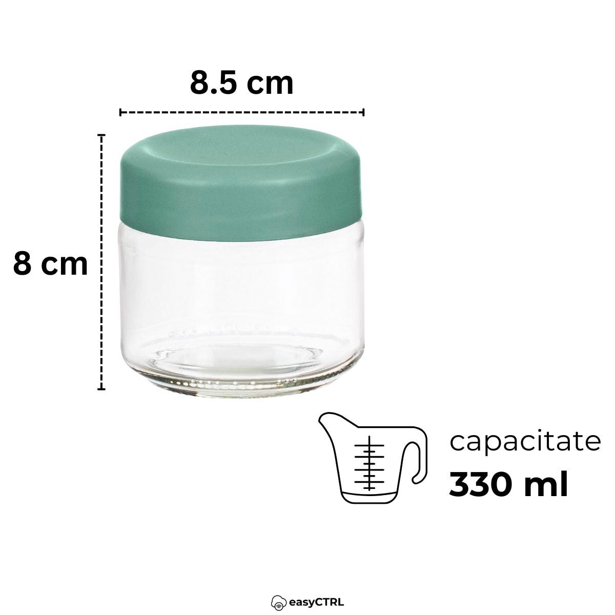 Set 4 borcane depozitare alimente, sticla, capac cu filet, 330 ml - eMAG.ro