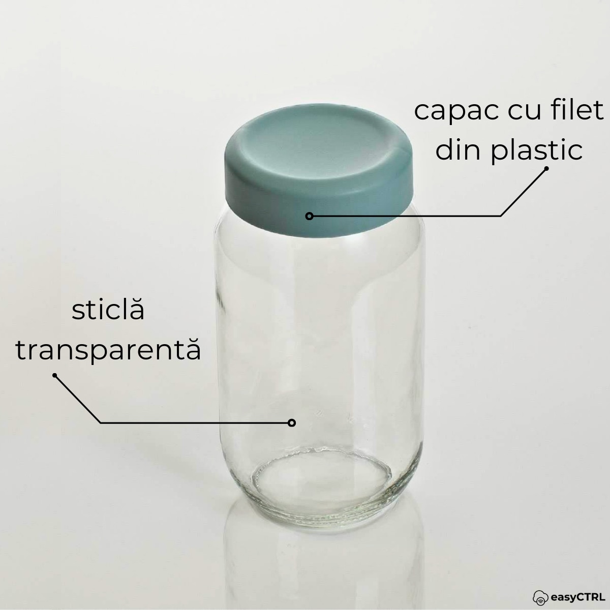 Set 4 borcane depozitare alimente din sticla, capac cu filet, 1000 ml ...